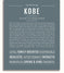 Kobe Personalized Name Meaning Art Prints – Name Stories