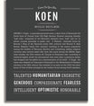 Koen Personalized Name Meaning Art Prints – Name Stories
