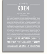 Koen Personalized Name Meaning Art Prints – Name Stories