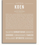 Koen Personalized Name Meaning Art Prints – Name Stories