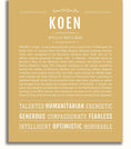Koen Personalized Name Meaning Art Prints – Name Stories