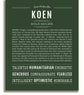 Koen Personalized Name Meaning Art Prints – Name Stories