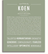 Koen Personalized Name Meaning Art Prints – Name Stories