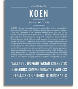 Koen Personalized Name Meaning Art Prints – Name Stories