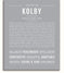 Kolby Personalized Name Meaning Art Prints – Name Stories