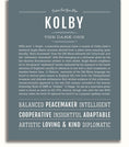 Kolby Personalized Name Meaning Art Prints – Name Stories