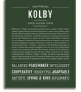 Kolby Personalized Name Meaning Art Prints – Name Stories