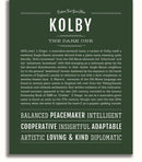 Kolby Personalized Name Meaning Art Prints – Name Stories