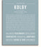 Kolby Personalized Name Meaning Art Prints – Name Stories