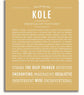 Kole Personalized Name Meaning Art Prints – Name Stories