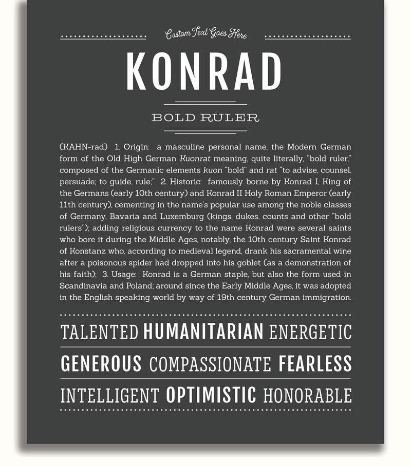 Konrad Personalized Name Meaning Art Prints – Name Stories