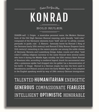 Konrad Personalized Name Meaning Art Prints – Name Stories