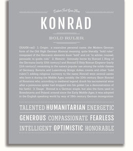 Konrad Personalized Name Meaning Art Prints – Name Stories