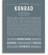 Konrad Personalized Name Meaning Art Prints – Name Stories