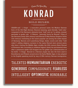 Konrad Personalized Name Meaning Art Prints – Name Stories