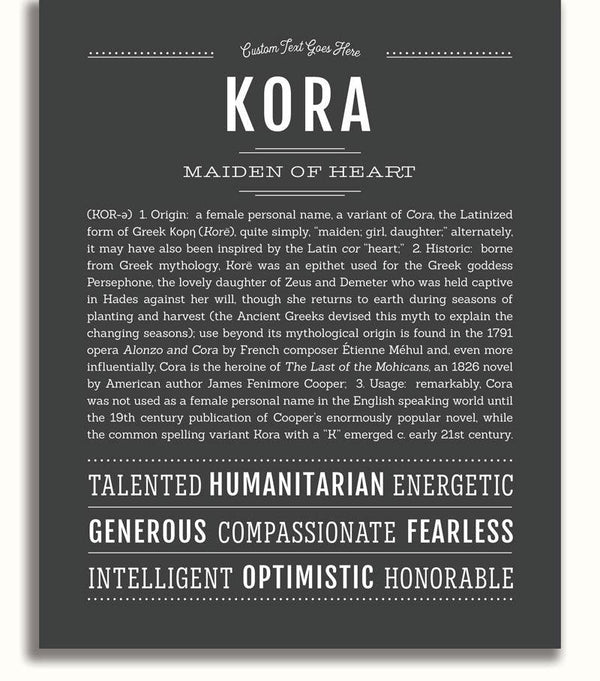 Kora | Name Art Print - Personalized Custom Gifts – Name Stories