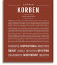 Korben Personalized Name Meaning Art Prints – Name Stories