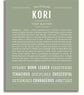 Kori Personalized Name Meaning Art Prints – Name Stories