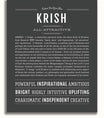 Krish Personalized Name Meaning Art Prints – Name Stories