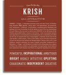 Krish Personalized Name Meaning Art Prints – Name Stories