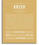 Krish Personalized Name Meaning Art Prints – Name Stories