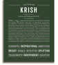 Krish Personalized Name Meaning Art Prints – Name Stories