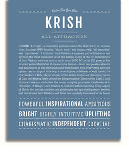Krish Personalized Name Meaning Art Prints – Name Stories