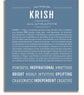 Krish Personalized Name Meaning Art Prints – Name Stories