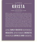 Krista Personalized Name Meaning Art Prints – Name Stories