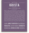 Krista Personalized Name Meaning Art Prints – Name Stories