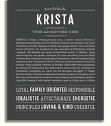Krista Personalized Name Meaning Art Prints – Name Stories