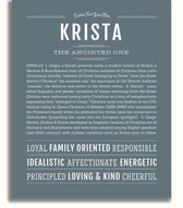 Krista Personalized Name Meaning Art Prints – Name Stories