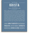 Krista Personalized Name Meaning Art Prints – Name Stories