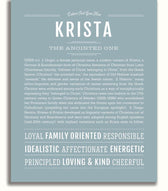 Krista Personalized Name Meaning Art Prints – Name Stories