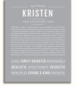 Kristen Personalized Name Meaning Art Prints – Name Stories