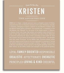 Kristen Personalized Name Meaning Art Prints – Name Stories