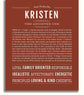 Kristen Personalized Name Meaning Art Prints – Name Stories