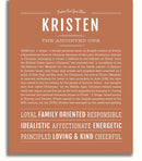 Kristen Personalized Name Meaning Art Prints – Name Stories