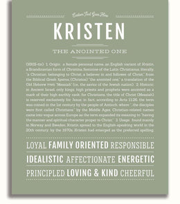 Kristen Personalized Name Meaning Art Prints – Name Stories