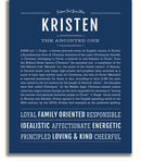 Kristen Personalized Name Meaning Art Prints – Name Stories