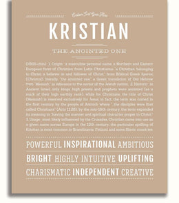 Kristian Personalized Name Meaning Art Prints – Name Stories