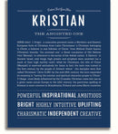 Kristian Personalized Name Meaning Art Prints – Name Stories