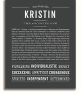 Kristin Personalized Name Meaning Art Prints – Name Stories