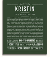 Kristin Personalized Name Meaning Art Prints – Name Stories