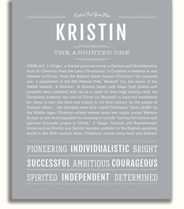 Kristin Personalized Name Meaning Art Prints – Name Stories