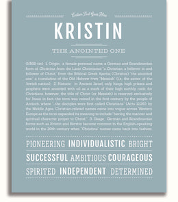 Kristin Personalized Name Meaning Art Prints – Name Stories