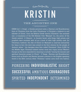 Kristin Personalized Name Meaning Art Prints – Name Stories