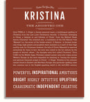 Kristina Personalized Name Meaning Art Prints – Name Stories