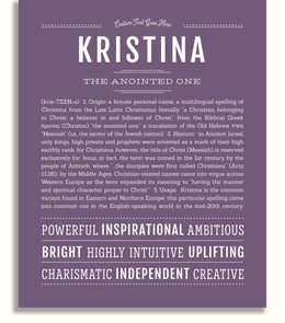 Kristina Personalized Name Meaning Art Prints – Name Stories
