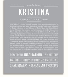 Kristina Personalized Name Meaning Art Prints – Name Stories